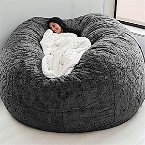 HUAOSCN Oversized Bean Bag Chair Cover ,Living Room Furniture Soft Washable Micro-Fiber Adult Beanbag Outside Cover, Lazy Sofa Bed PV Velvet (Cover only) (Dark Grey,132x76cm)