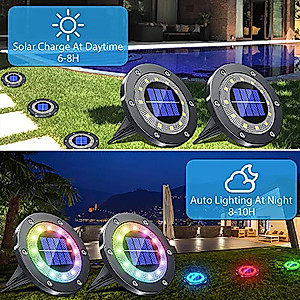 Biling Solar Ground Lights Outdoor with 12 LEDs, Multi-Color Auto-Changing Solar Outdoor Lights Waterproof, Solar Garden Lights for Pathway Garden Yard Patio Lawn - (Multi-Color 8pack)