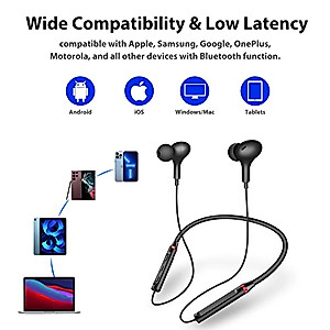 Wireless Earbuds, TITACUTE Bluetooth Headphone NeckBand Earphone for Samsung A53 A14 Galaxy S23 S22 S21 iPhone 13 Pro Max 14 11 XR Google Pixel 6 7 6a Magnetic Neck Strap Sport Headset with Microphone
