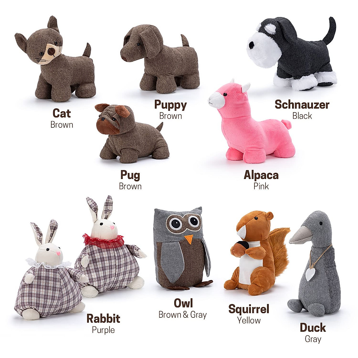 SWISSELITE Cute Decorative Weighted Door Stopper for Home and Office Compact Animals Décor Door Stopper with Soft Fabric