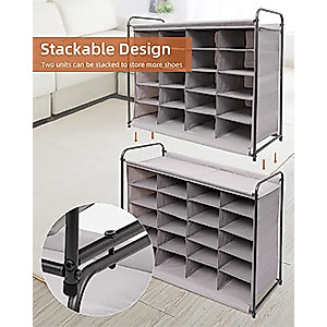MULISOFT 20-Grid Shoe Rack Organizer Large Capacity, Shoe Cubby for Better Shoe Care, Space-saving Cubby Shoe Rack, Shoe Organizer Cubby Easy to Move for Entryway, Closet, Dormitories, Garage, Grey