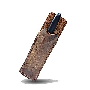 Hide & Drink, Rustic Leather Space Pen Individual Sleeve/Office Pouch for (3.75 In.) Adjustable Pens/Work & Office Essentials Handmade :: Bourbon Brown