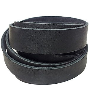 TOFL Genuine Top-Grain Leather Strap | 72 Inches Long | 7/8 Inch Wide | 1/8 Inch Thick (7-8 oz) | 1 Leather Strip for DIY Arts & Craft Projects, Clothing, Jewelry, Wrapping | Black