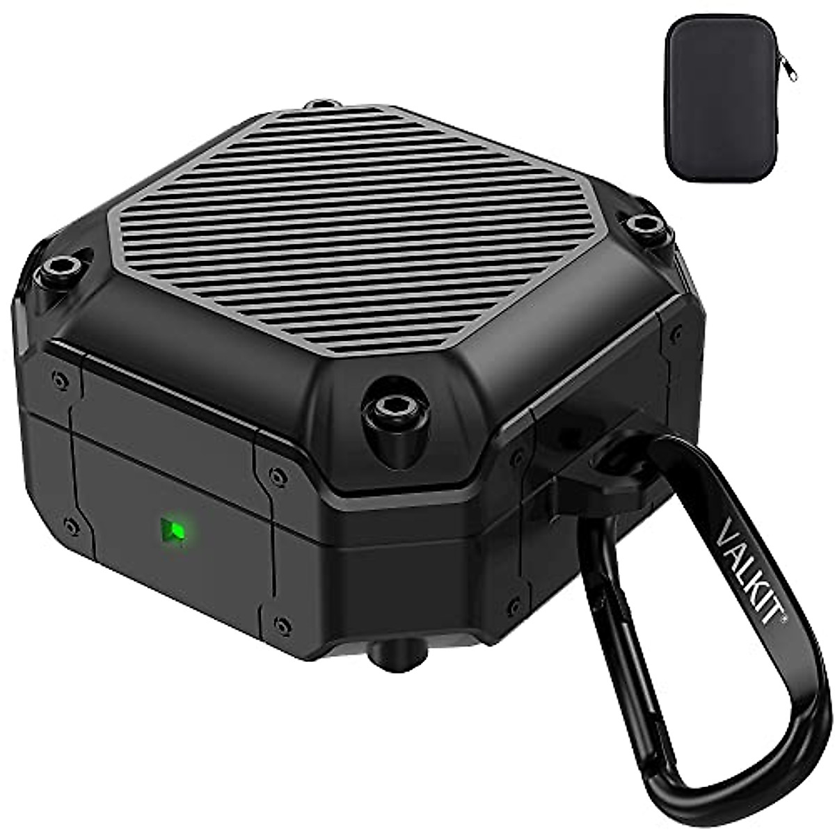 Valkit Compatible Samsung Galaxy Buds 2 Pro Case/Galaxy Buds Pro/2/Live Case Cover, Cool Military Full Body Shockproof Case with Keychain for Men Women Samsung Earbuds Protective Skin, Black