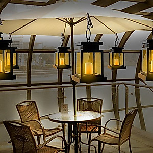 Kyson Solar Power Vintage Latern Candle Twinkle Effect 2 LEDs Outdoor waterproof Hanging Umbrella Garden Pathway Stairs wall Led Lamp Light Pack of 4