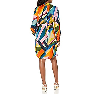 VELVET BY GRAHAM & SPENCER Women's Ayleen Picasso Print Button Up Dress, Multi, L