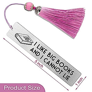 YUWANTR I Like Big Books and I Cannot Lie Funny Metal Bookmark Book Lover Gifts for Woman Man Teens Students Friends Bookworm Readers Teacher's Inspirational Graduation Gifts