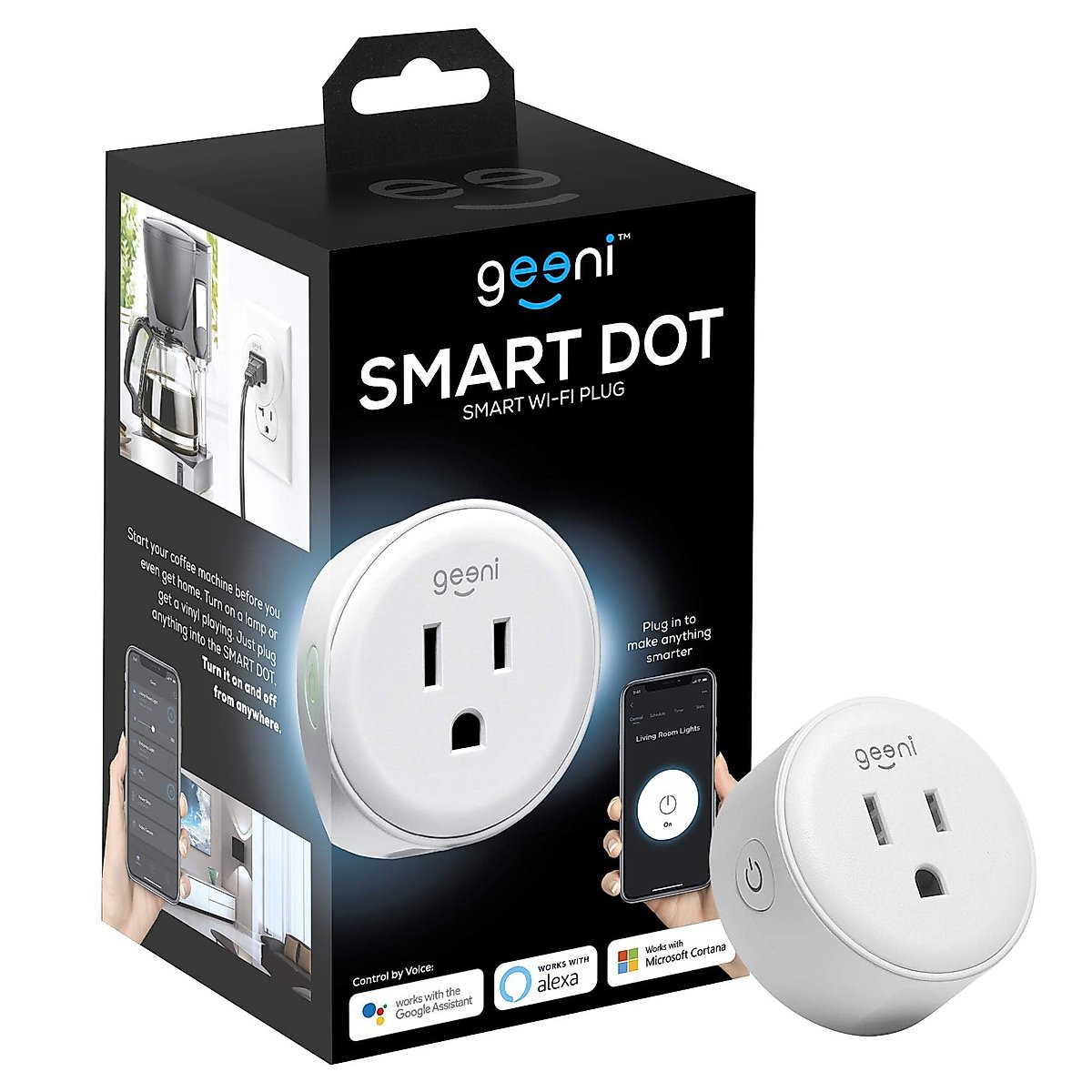 Geeni DOT Smart Wi-Fi Outlet Plug, White, (1 Pack) – No Hub Required – Works with Amazon Alexa and Google Assistant, Requires 2.4 GHz Wi-Fi