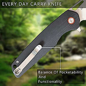 MANCROZ MC145 Folding Pocket Knife,D2 Blade G10 Handle with Clip EDC Knife,Ball Bearings Pivot, Camping Hunting Fishing Flipper Opening Knife