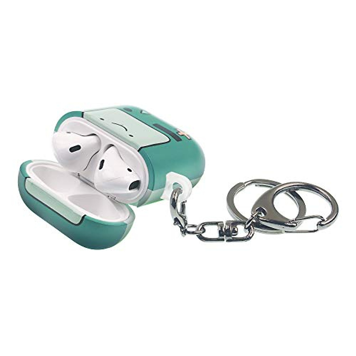 WiLLBee Adventure Time Compatible with AirPods Case Key Ring Keychain Key Holder Hard PC Shell Strap Hole Cover - Lovely BMO