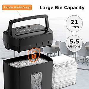 Bonsaii 12-Sheet Cross Cut Paper Shredder, 10-Minute 5.5 Gal Home Office Heavy Duty Shredder for Paper, Credit Card, Mails, Staples, with Transparent Window, High Security Level P-4 (C275-A)