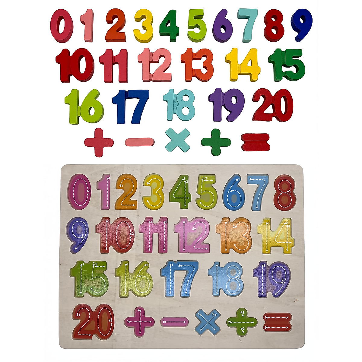 KanCai Kids Wooden 1-20 Number Chunky Puzzle Board Toys - Preschool Early Learning Toys 220x300x10mm (Numbers Puzzle)
