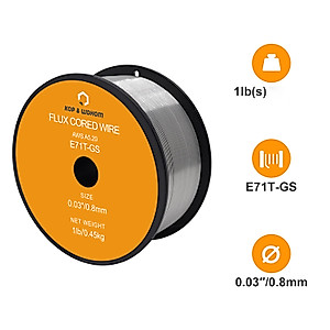 Flux Core Welding Wire 1.0 mm Mild Steel E71TGS.040-Diameter,1-Pound Spool Weld Wire for Mig Welder Accessories