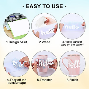 XSEINO Permanent Vinyl - 12" X 11FT White Adhesive Vinyl Roll for Cricut, Silhouette and Other Cutters, Permanent Outdoor Vinyl for Cup,Decor Sticker, Car Decal, Scrapbooking, Signs(Glossy White)