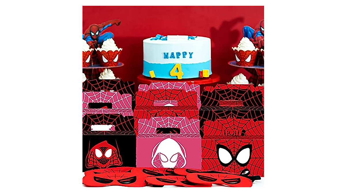 Spider Birthday Favor Boxes | 18 Durable Spider Hero Party Boxes