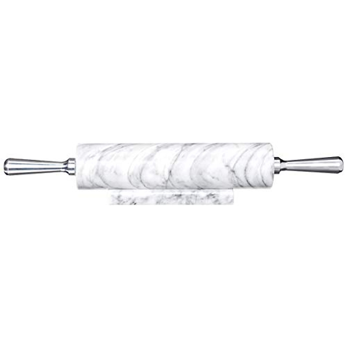 Fox Run Base with Aluminum Handles Marble Rolling Pin White, 2.5 x 17.5 x 3 inches