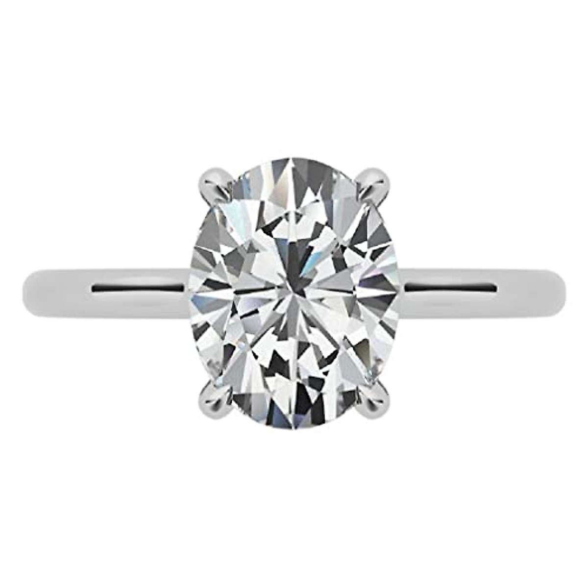 10K Solid White Gold Handmade Engagement Rings, 2 CT Oval Cut Moissanite Diamond Solitaire Bridal/Wedding Rings for Women/Her, Minimalist Ring Anniversary Ring For Gifts (5)