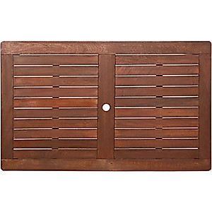 Sunnydaze 7-Piece Meranti Wood with Teak Oil Finish Long Patio Dining Table and Chairs Set - Modern Comfortable Outdoor Dining - Patio, Deck, Front Porch, Poolside or Balcony