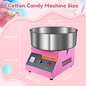 Cotton Candy Machine Commercial, 1000W Efficiently Cotton Candy Maker Machine with Stainless Steel Bowl, Sugar Scoop, Easy & Safe to Use, Candy Floss Maker for Kids, Home, Party, Birthday, Festival