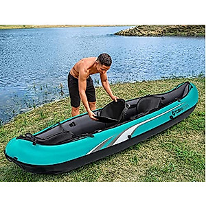 Tobin Sports Wavebreak Kayak. Inflatable Kayak for Two Adult Person. Tandem Fishing Kayak. Twin Lightweight Kayak is Also a Foldable Canoe.