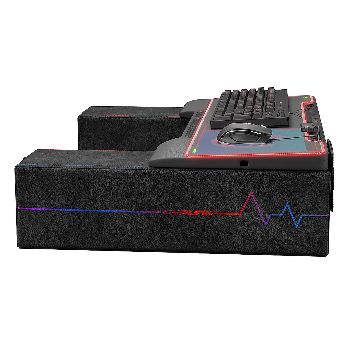 Couchmaster Cyberpunk - CYPUNK² Edition - Leather Look Red & Blue - Couch Gaming USB-HUB Desk for Mouse & Keyboard for PC, PS4/5, Xbox One/Series X