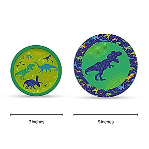 My Greca Dinosaur Birthday Party Supplies – (Serves 20) - TRex Theme Decorations Set - Plates, Cups, Napkins, Cupcake Toppers & Wrappers, Happy Birthday Banner, Table Cover, Balloon Garland Kit