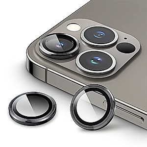 JETech Camera Lens Protector for iPhone 13 Pro 6.1-Inch and iPhone 13 Pro Max 6.7-Inch, 9H Tempered Glass Metal Individual Ring Cover, HD Clear, 3-Pack (Graphite)