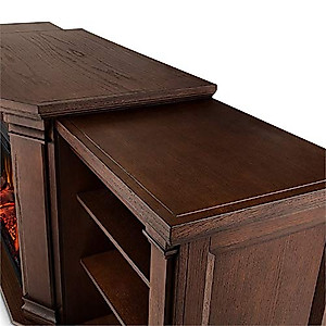 BOWERY HILL Modern Solid Wood Entertainment Center Media Console Electric Fireplace in Chestnut Oak