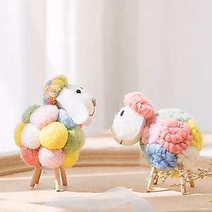 Cute Lamb Hanging Decoration,Felted Wool Sheep Decor,Christmas Tree Decorative Hanging Ornament Sheep Plush Decorative(B 6 x 6 x 11cm)