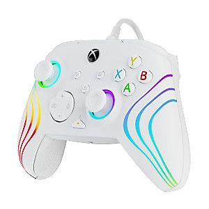 PDP Gaming Afterglow™ Wave Enhanced Wired Controller for Xbox Series X|S, Xbox One and Windows 10/11 PC, advanced gamepad video game controller, Officially Licensed by Microsoft for Xbox, White