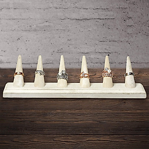 MOOCA 2 Pcs Set Finger Ring Stand Jewelry Display Holder Showcase Display Stands, 11 x 2 1/4 x 2 3/4, Wash White Color