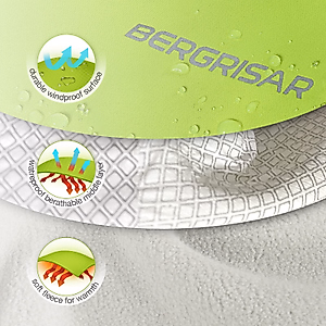 BERGRISAR Men's Cycling Jacket Winter Windbreaker Running Hiking Bike Coat Thermal Fleece Golf Softshell BG011 Green Size Large