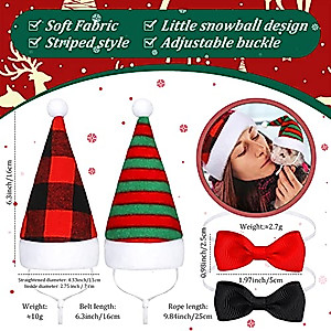 12 Pcs Small Animal Christmas Costume Pet Santa Hat with Scarf Bowties Ferret Christmas Hat Guinea Pig Costume for Hamster Guinea Pig Chinchilla Hedgehog Kitten Small Pet Xmas Party Supplies