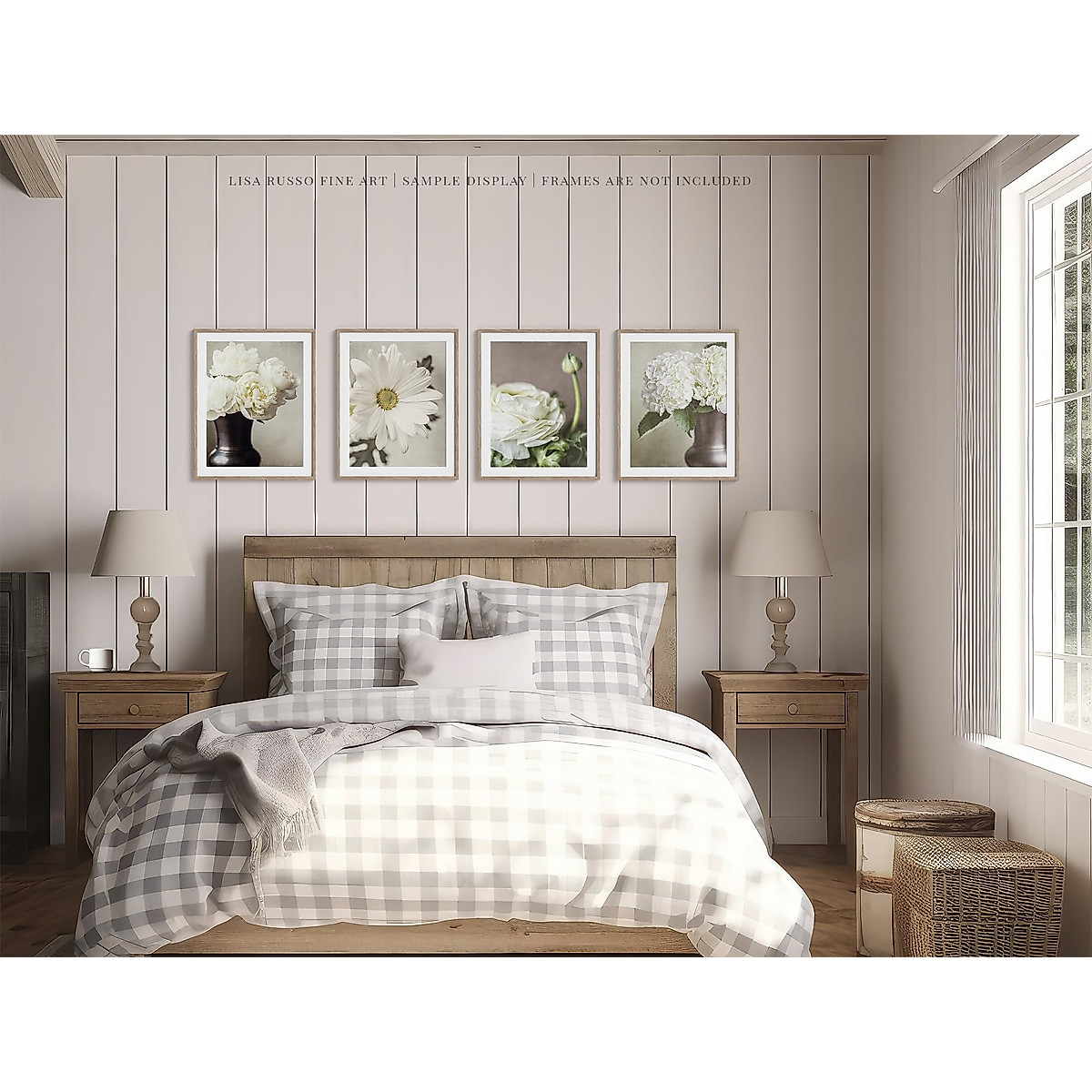 Lisa Russo Fine Art - Nature Wall Art - Botanical Flower Wall Decor Pictures - Shabby Chic Style - Set of 4 - Not Framed - Ivory, Tan, Beige (4 SMALL 5x7 Prints Only)