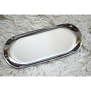 2 Pieces Stainless Steel Towel Tray Storage Tray Fruit Trays Cosmetics Jewelry Organizer,Silver,Oval