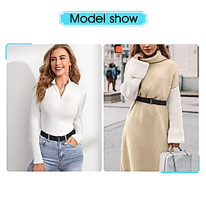 JASGOOD No Show Women Stretch Belt Invisible Elastic Web Strap Belt with Flat Buckle for Jeans Pants Dresses