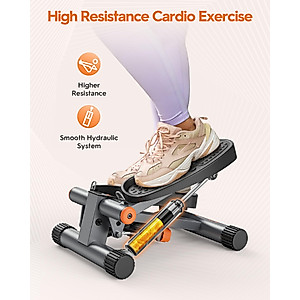 Niceday Steppers for Exercise, Stair Stepper with Resistance Bands, Mini Stepper with 300LBS Loading Capacity, Hydraulic Fitness Stepper with LCD Monitor