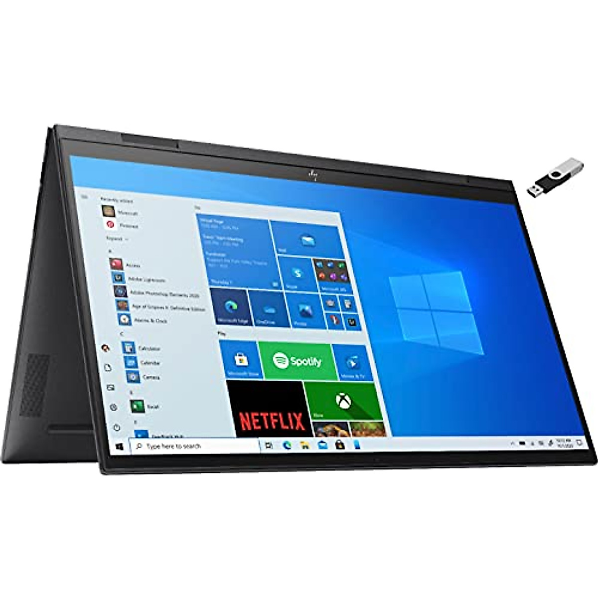 2022 HP Envy 2-in-1 Laptop 15.6 inch FHD Touchscreen 6-Core AMD Ryzen 5 5500U Radeon Graphics 16GB DDR4 512GB NVMe SSD WI-FI 6 Win 11 Pro Fingerprint Backlit Keyboard w/ 32GB USB Drive
