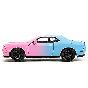2015 Challenger SRT Hellcat Pink and Blue Pink Slips Series 1/24 Diecast Model Car by Jada 34658