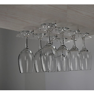 WANLIAN Wine Glass Storage Rack Wine Glass Holder Acrylic under cabinet wine glass holder Wine glasses are stored and organized (2-Pack) (Transparent)
