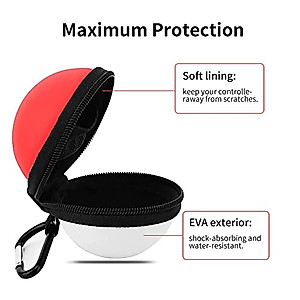 TOGETFACE Round Earbuds Case Portable EVA Carrying Case Organizer Phone Accessory Organizer with Carabiner for Headphones Earbuds Earpiece - red
