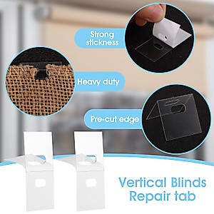 Vertical Blinds Repair Kit, Include 12 Sets Vertical Blind Repair Tabs and 12 Pcs Vertical Blind Stem Clips Replacement, Vertical Blinds Replacement Parts for Broken and Missing Vertical Blinds