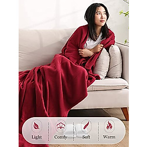 Electric Heated Blanket 62'' x 84'' Twin Size, 4 Heating Levels & 10 Hours Auto Off, Full Body Warming with Fast Heating & Machine Washable, Lightweight Cozy Soft Fleece for Home Use