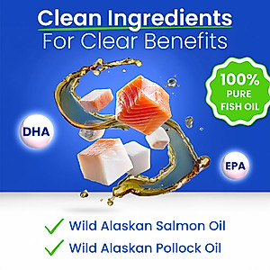 BARK&SPARK Omega 3 Fish Oil for Dogs - w/Wild Alaskan Salmon Oil for Dogs, Fish Oil Liquid Supplement for Pets, EPA+DHA Fatty Acids, Skin&Coat Support - Itch&Allergy Relief, Joint, Immune&Heart Health