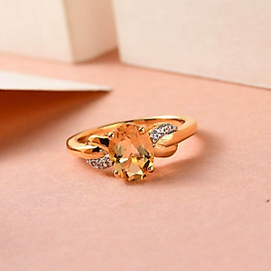 Shop LC Citrine Statement Ring for Women 14K Yellow Gold Plated 925 Sterling Silver Zircon Birthstone Jewelry Ct 1 Size 10 Birthday Gifts for Women