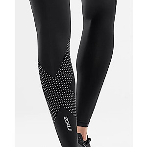 2XU Women's Mid-Rise Compression Tights, Black/Dotted Reflective Logo, Large