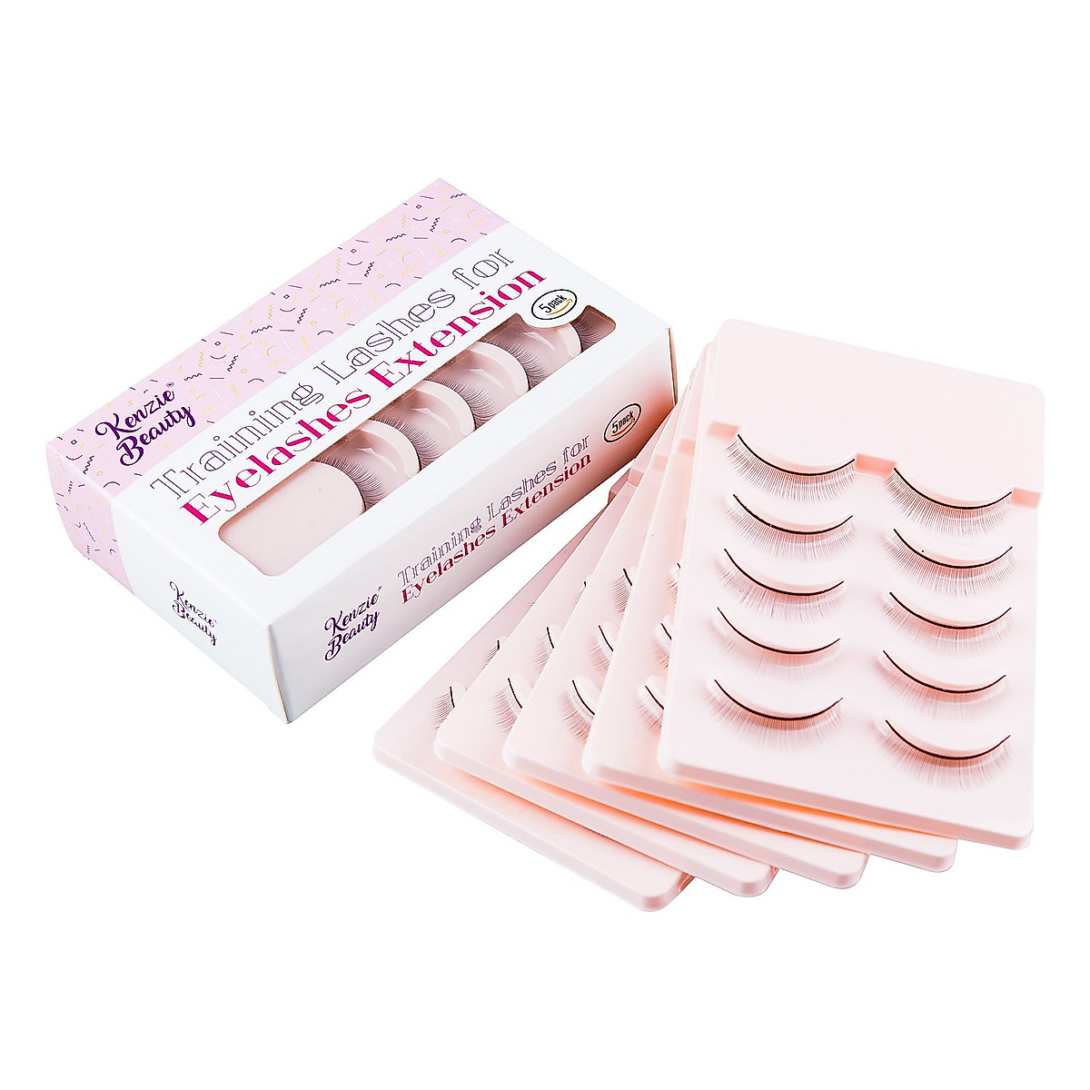Kenzie Beauty Training Lashes for Eyelash Extension Teaching Practice Lashes 5 Pack