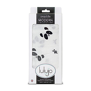 Lulujo Baby Silky Soft Muslin Swaddle Blanket, 47 x 47-Inches, Panda