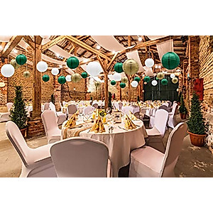 Green Gold Paper Lanterns Party Decorations, Round Hanging Lantern for St. Patrick's Day, Graduation, Wedding, Tropical Jungle Theme Birthday Party Football Theme Baby Shower Decorations