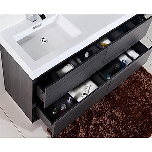 KubeBath Bliss 60" Gray Oak Double Sink Free Standing Modern Bathroom Vanity